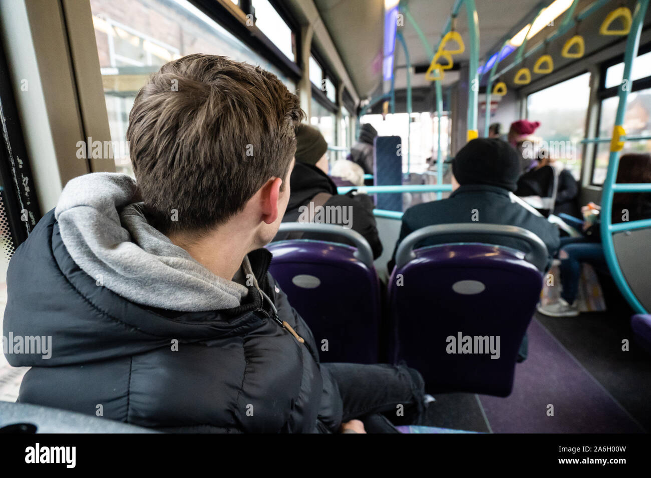 Taking the bus at night as a woman hi-res stock photography and images ...