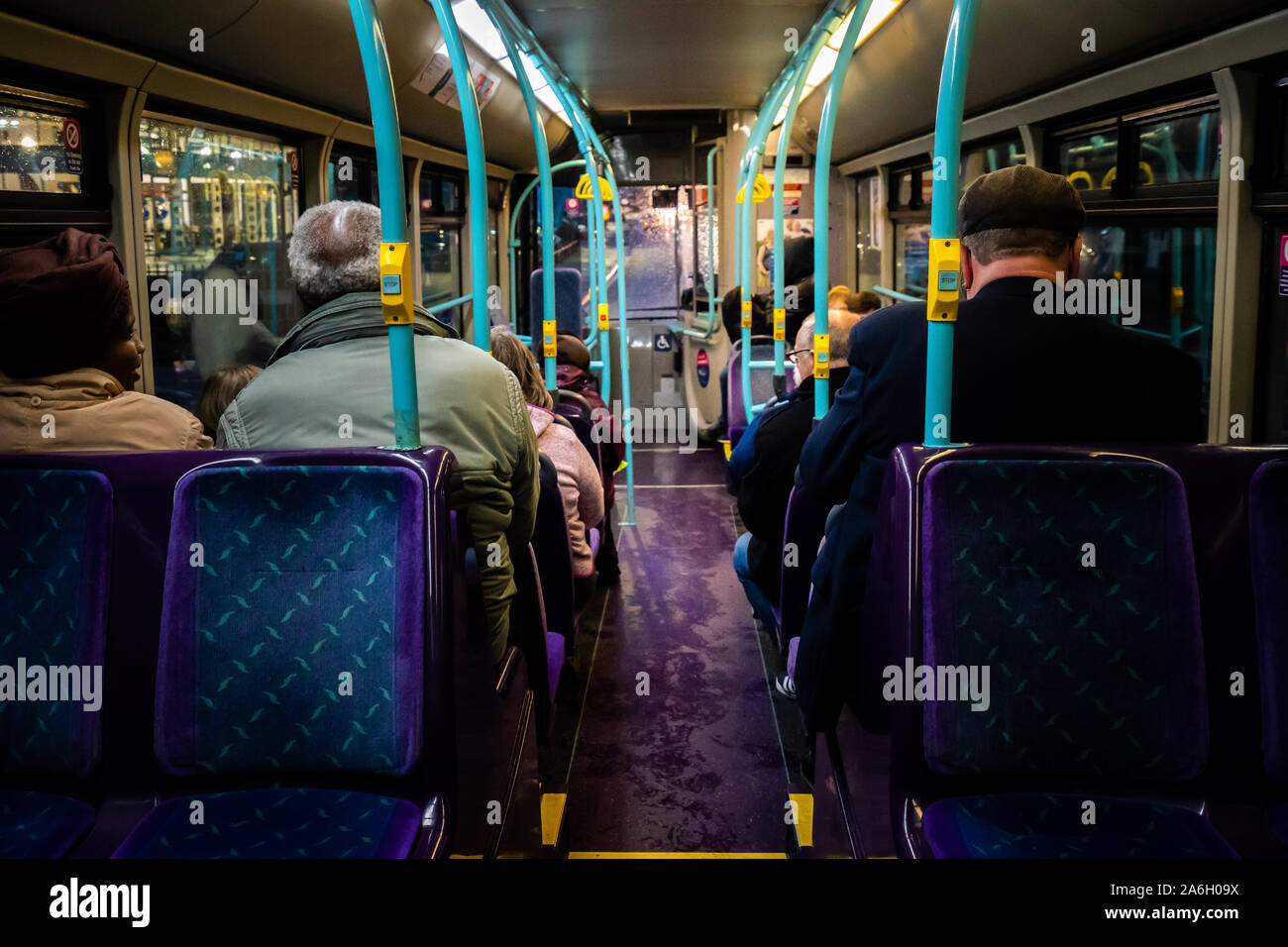 Taking the bus at night as a woman hi-res stock photography and images ...
