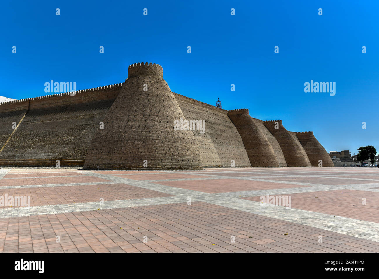 Wall of the Bukhara Fortress (Ark), Uzbekistan. The Ark of Bukhara is a ...