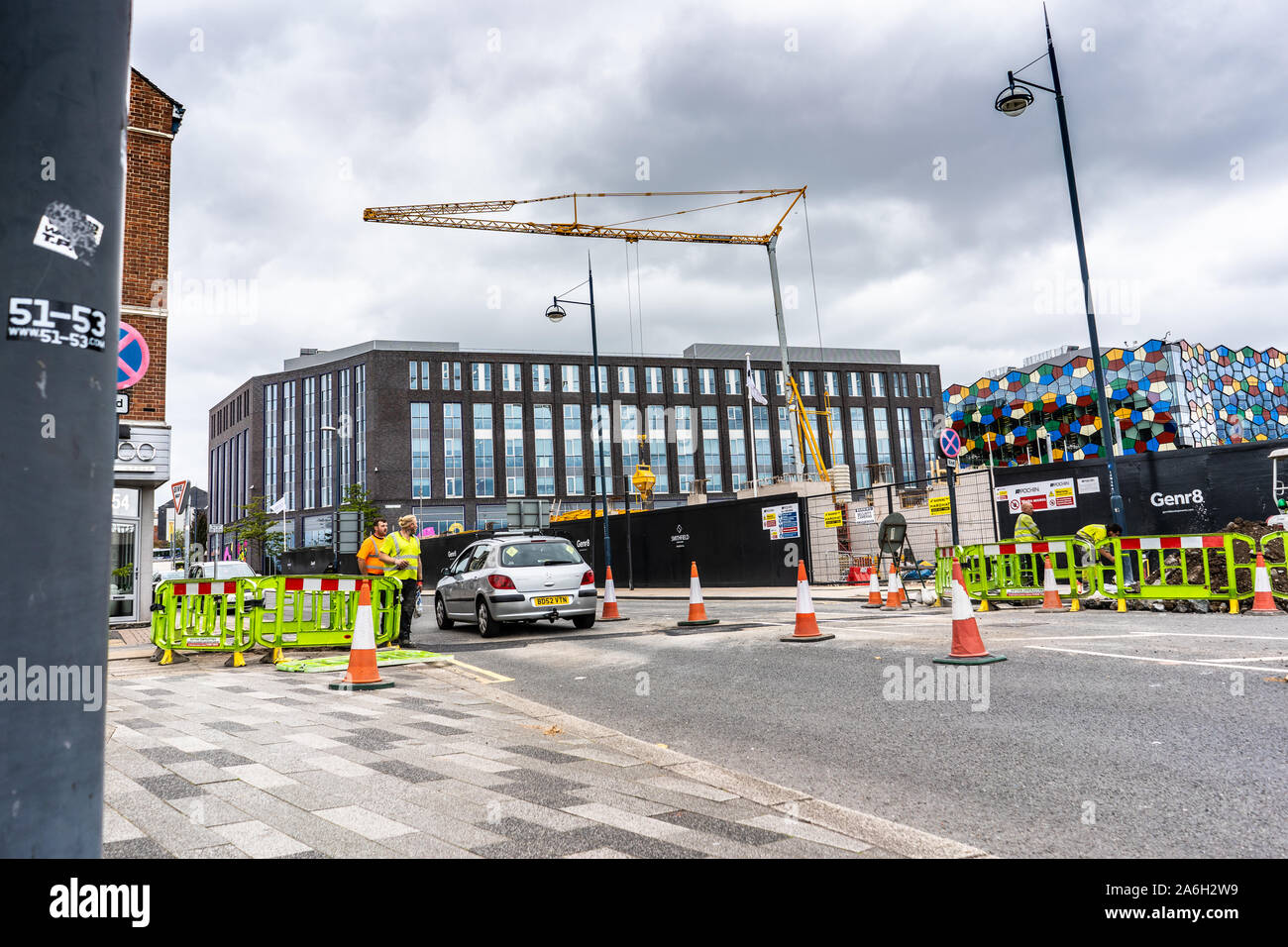 Aerial view of work continuing on the new Hilton hotel complex at the ...