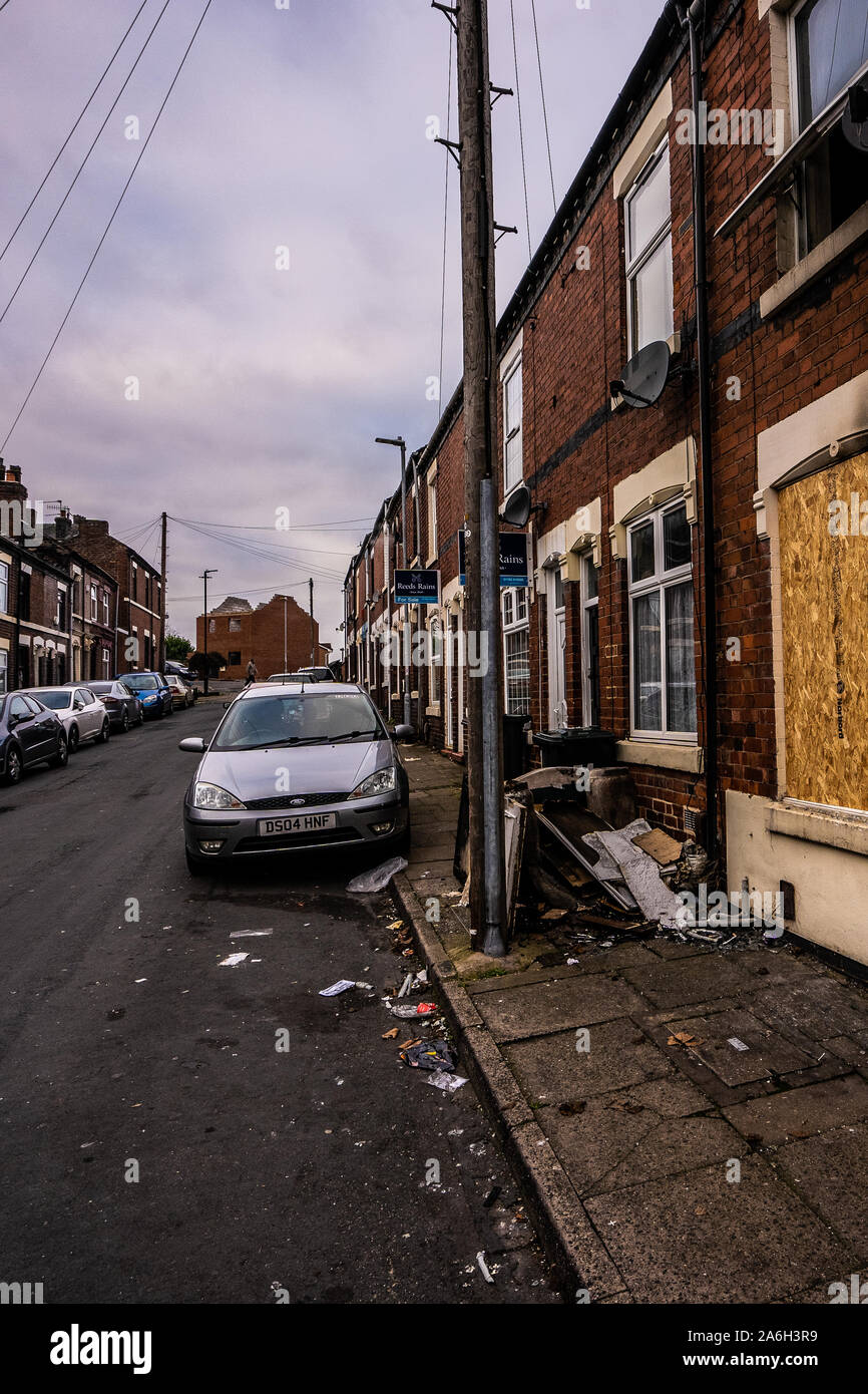 Rubbish and fly tipping dumped in the back alleys of the poverty ...