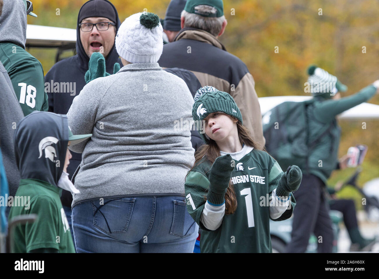 East Lansing, Michigan, USA. 26th Oct, 2019. Michigan State fans wait ...