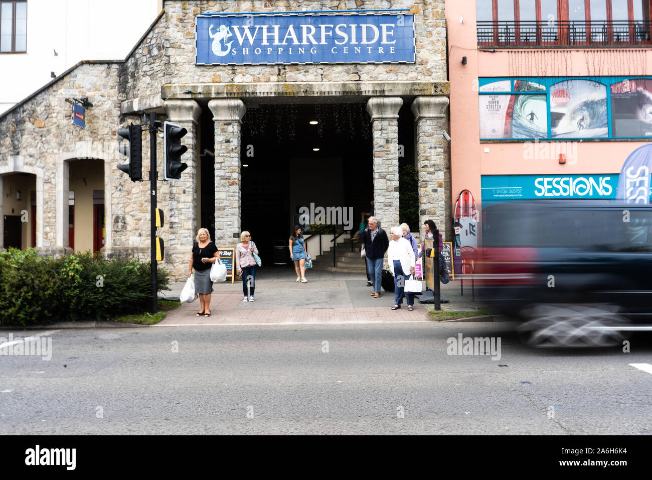 The beautiful Wharfside shopping centre in the highstreet of Penzance Stock Photo - Alamy