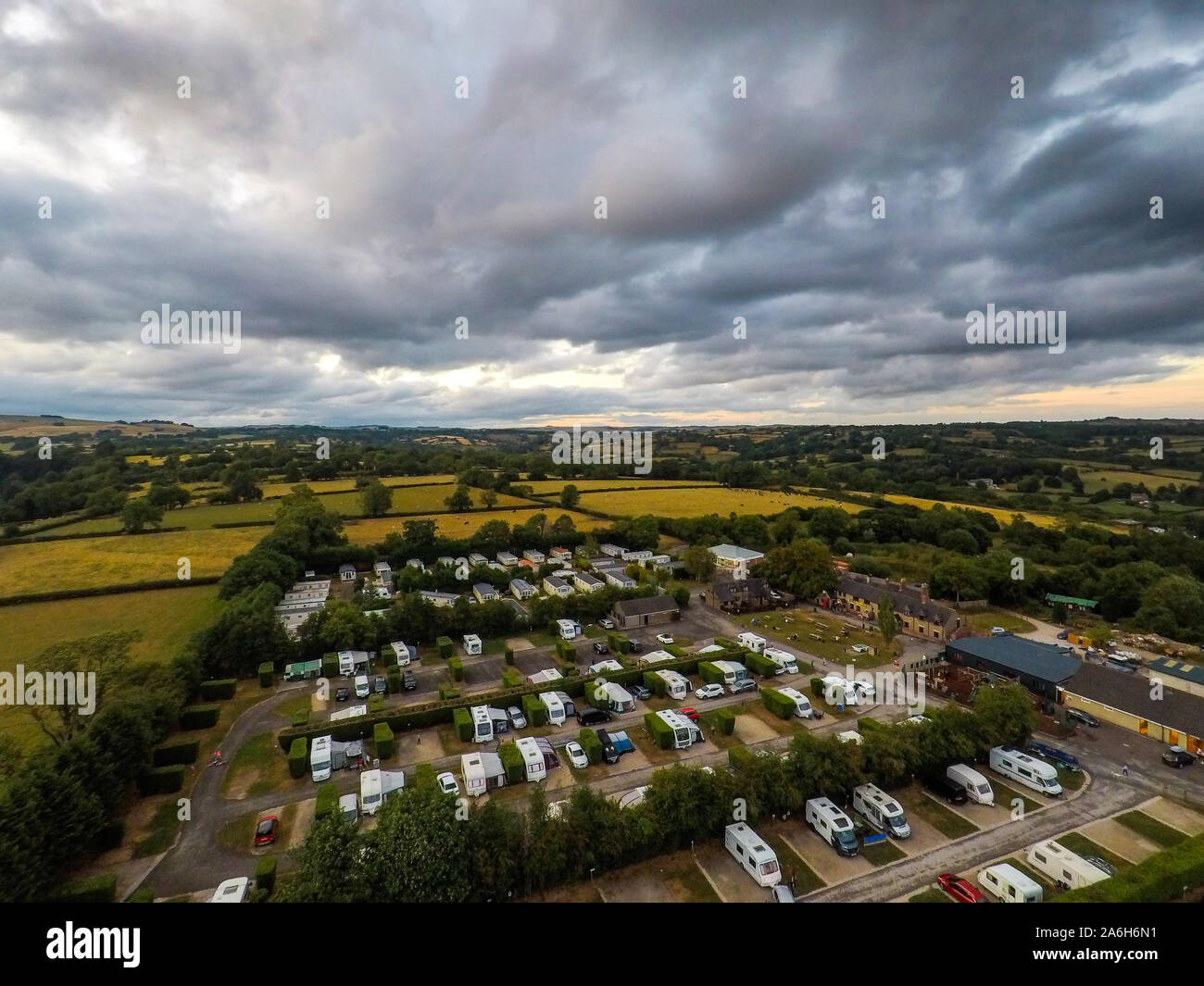 An aerial views of Callow Top holiday park, campsite in Ashbourne, the ...