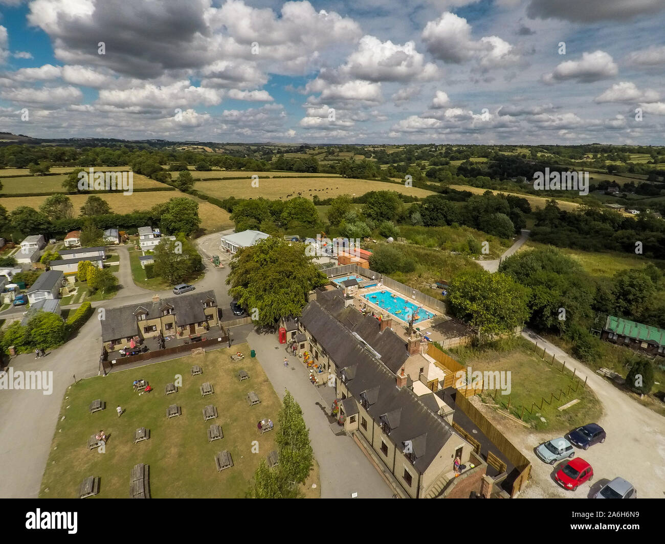 An aerial views of Callow Top holiday park, campsite in Ashbourne, the ...
