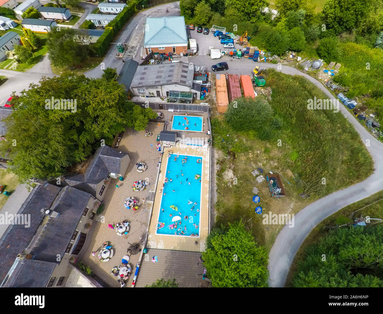 An aerial views of Callow Top holiday park, campsite in Ashbourne, the ...