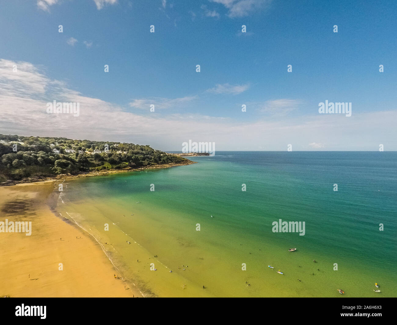 Amazing aerial, overhead view of a truly beautiful beach in St Ives ...