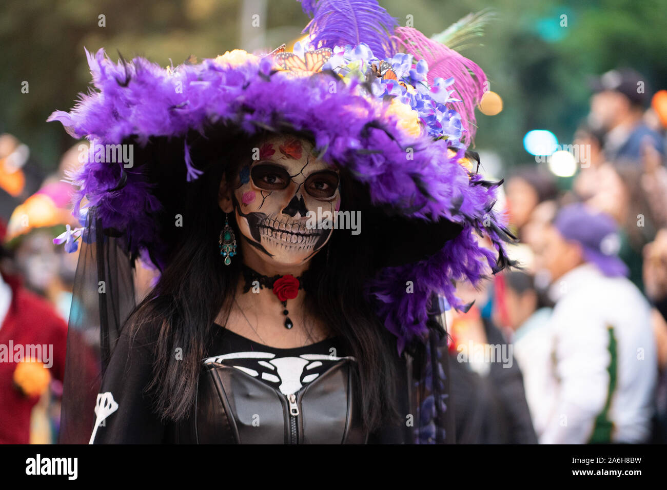Mexico City, Mexico, 26/10/19, A woman dressed as Catrina attends the ...