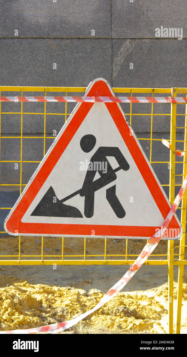 road works sign Stock Photo - Alamy