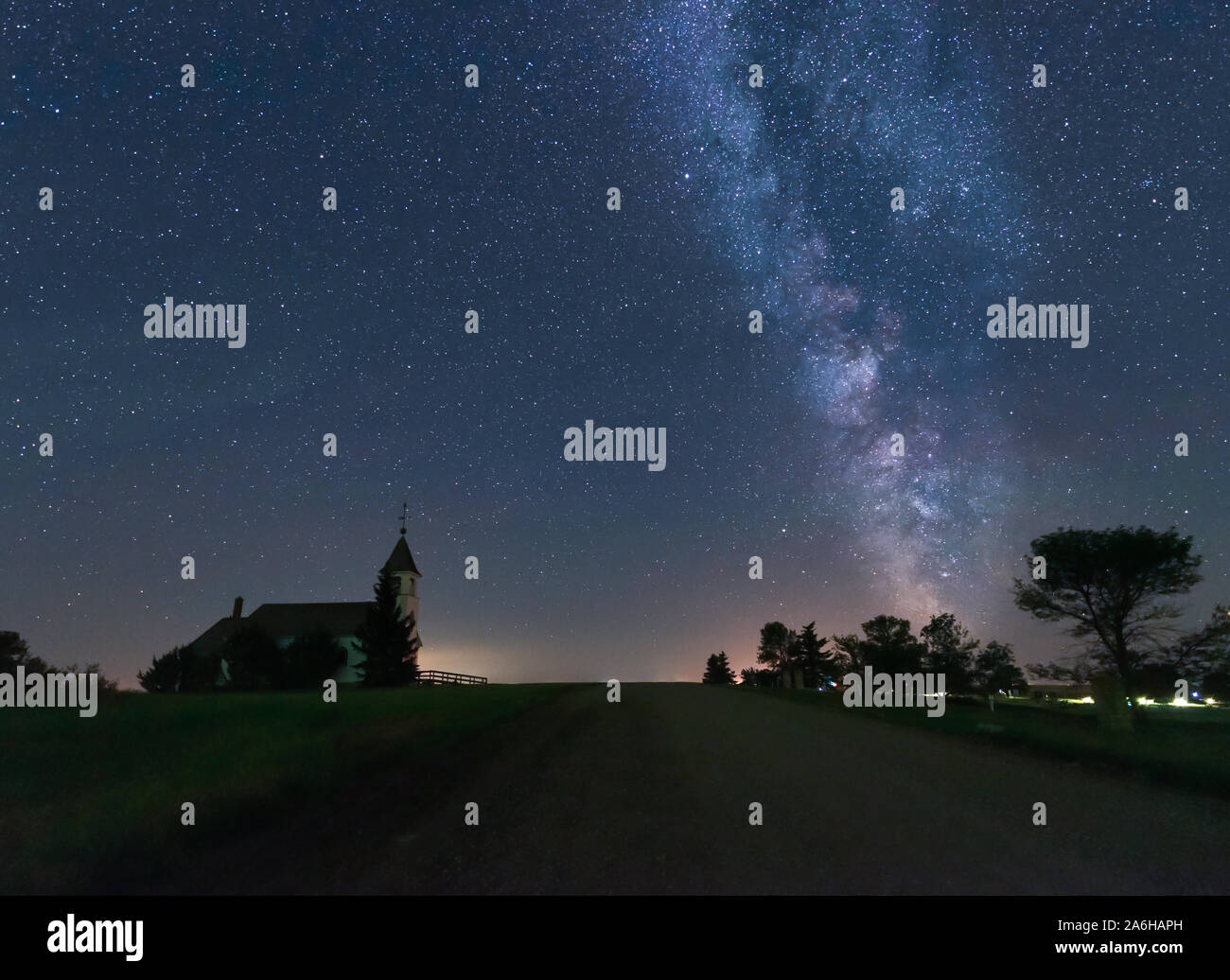 The Milky Way over the historic Zion Lutheran Church and cemetery near ...