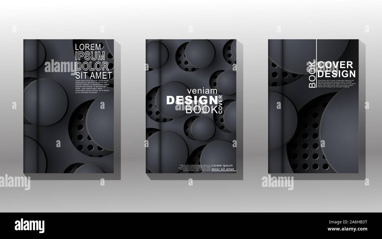 Modern 3D cover design with gray circle shapes and black circle ...