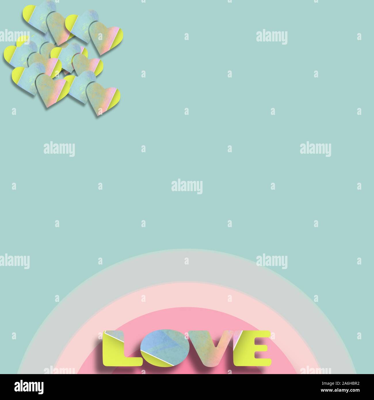 Pastel love rainbow with heart cloudscape Stock Photo - Alamy