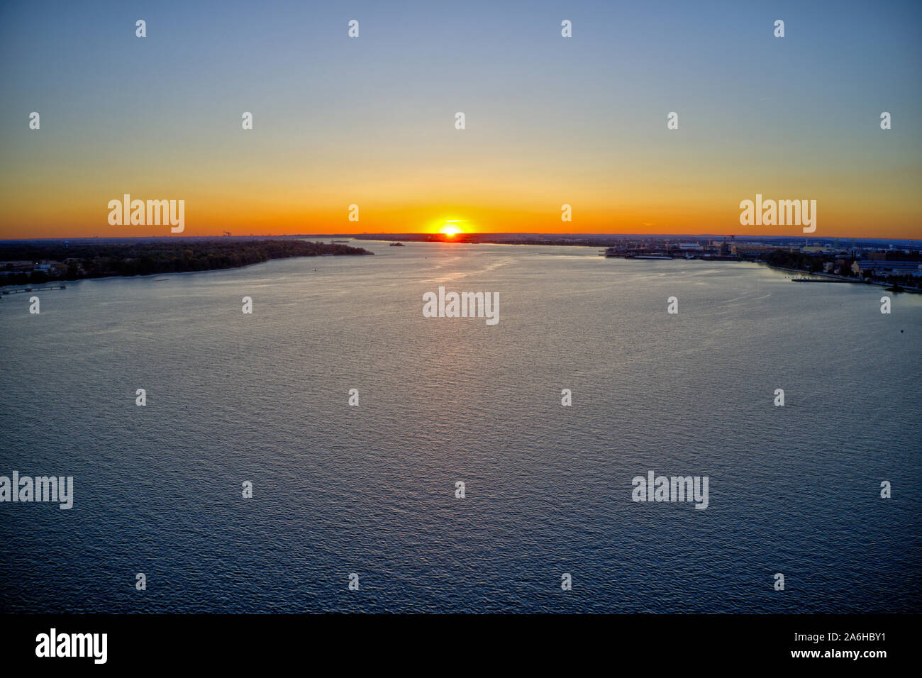 Aerial View of Sunset over Delaware River Stock Photo - Alamy
