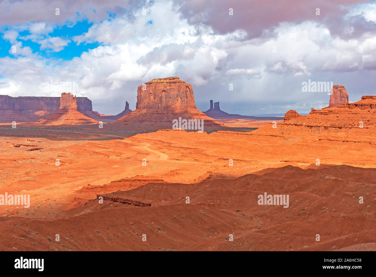 Shade and Sun in a Desert Panorama in Monument Valley Tribal Park in ...