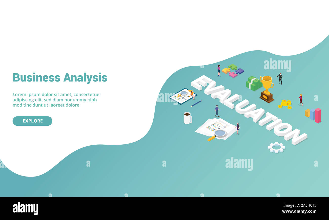 business evaluation performance analysis isometric for website template ...