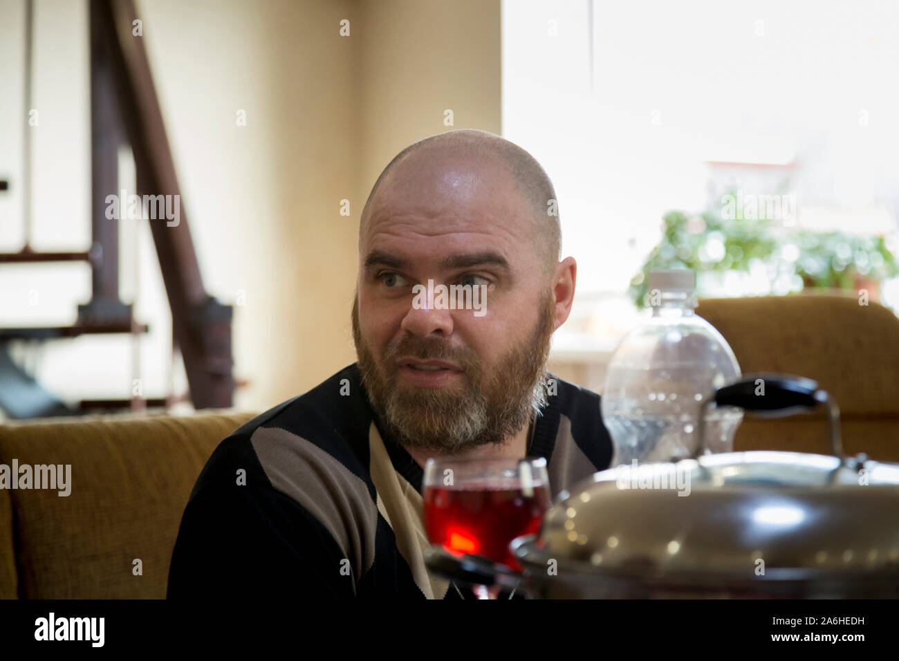 Portrait of a bald man with a beard Stock Photo - Alamy
