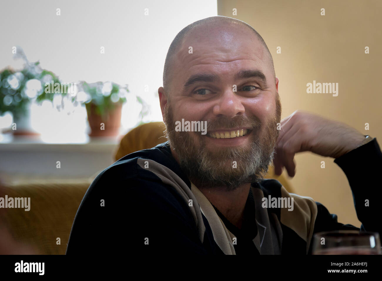 Portrait of a bald man with a beard Stock Photo - Alamy