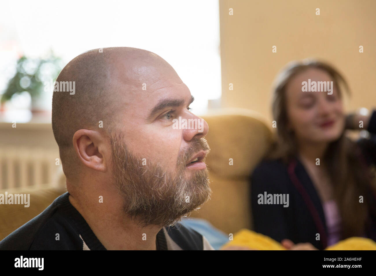 Portrait of a bald man with a beard Stock Photo - Alamy