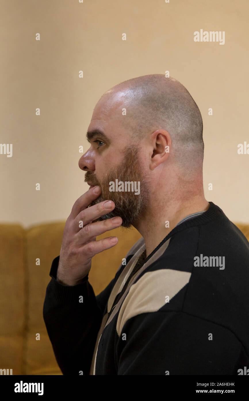 Portrait of a bald man with a beard Stock Photo - Alamy
