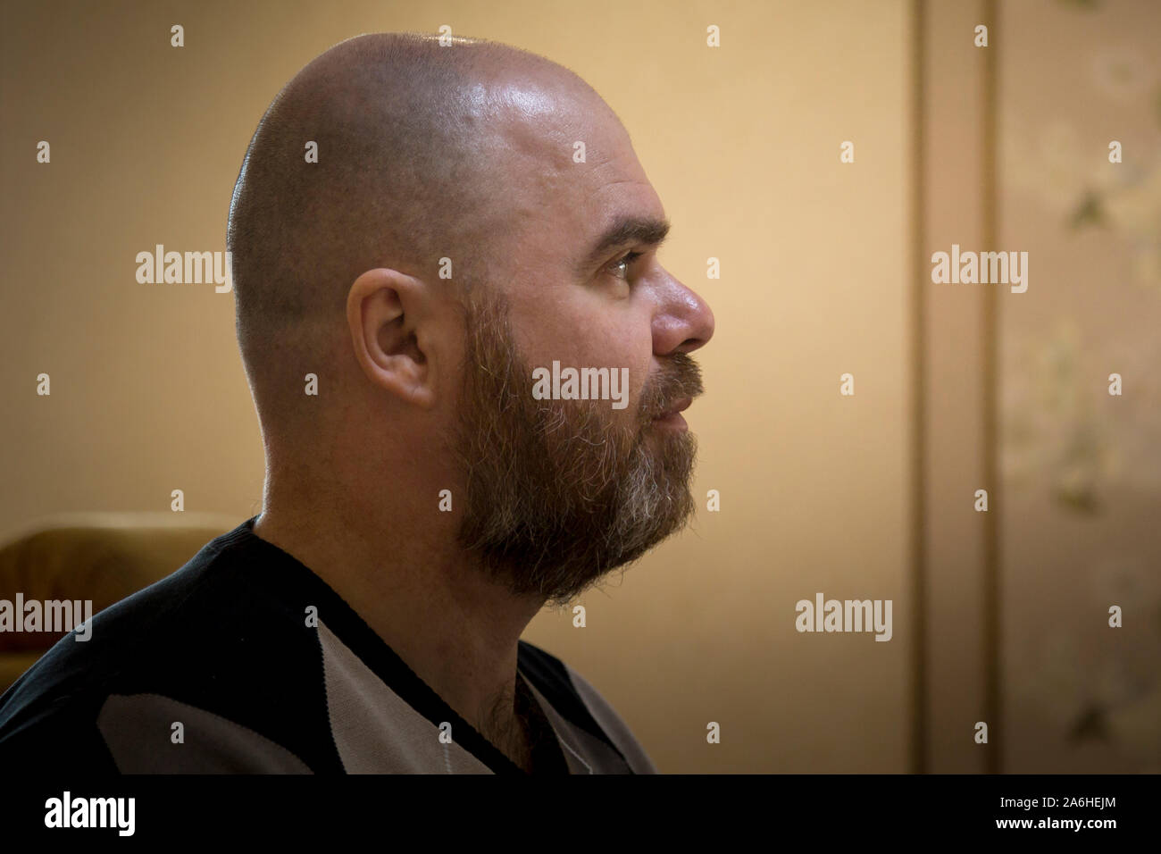 Portrait of a bald man with a beard Stock Photo - Alamy