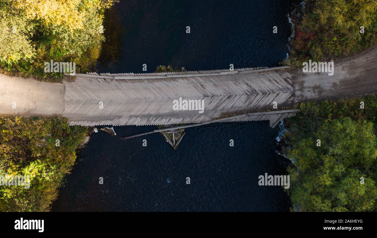 bridge over the river top view. mountain river Stock Photo - Alamy