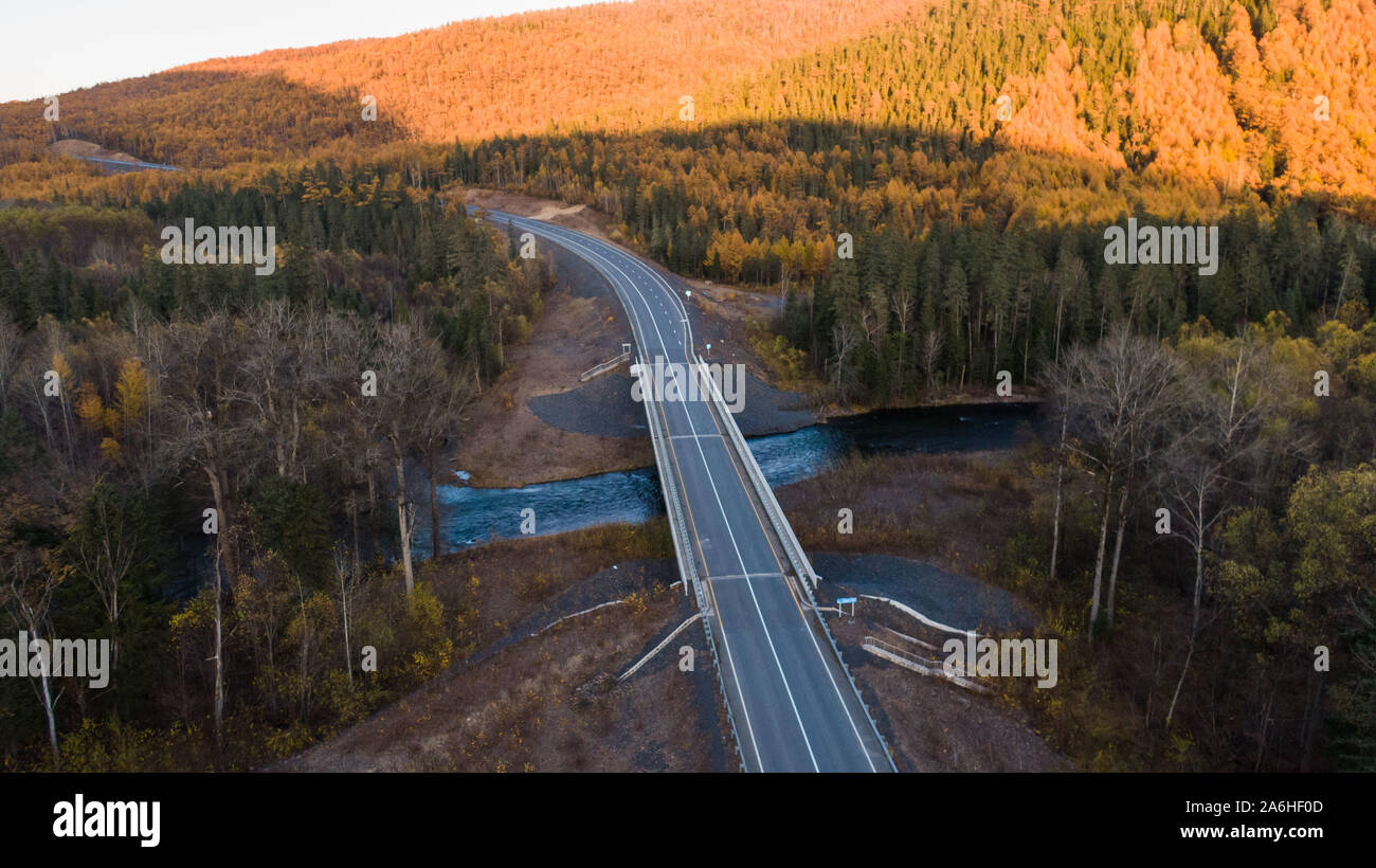 bridge over the river top view. mountain river Stock Photo - Alamy