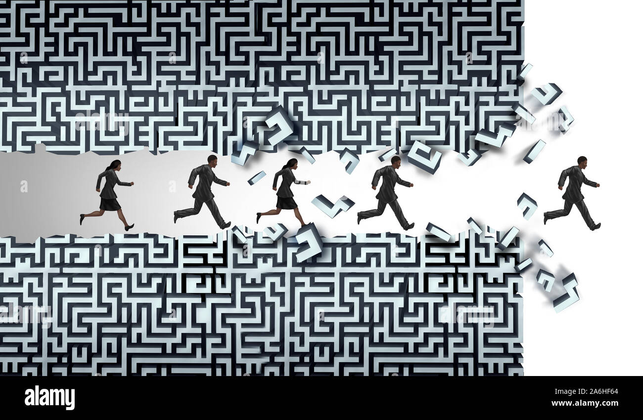 Business solution maze concept and career challlenge as businesspeople ...