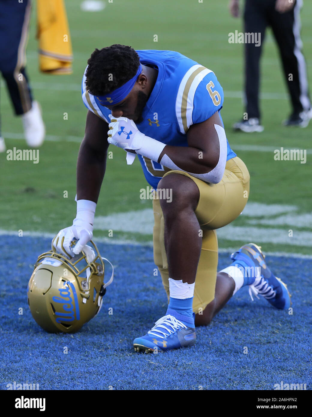 Pasadena CA. 26th Oct, 2019. UCLA Bruins running back Martell Irby #6 ...