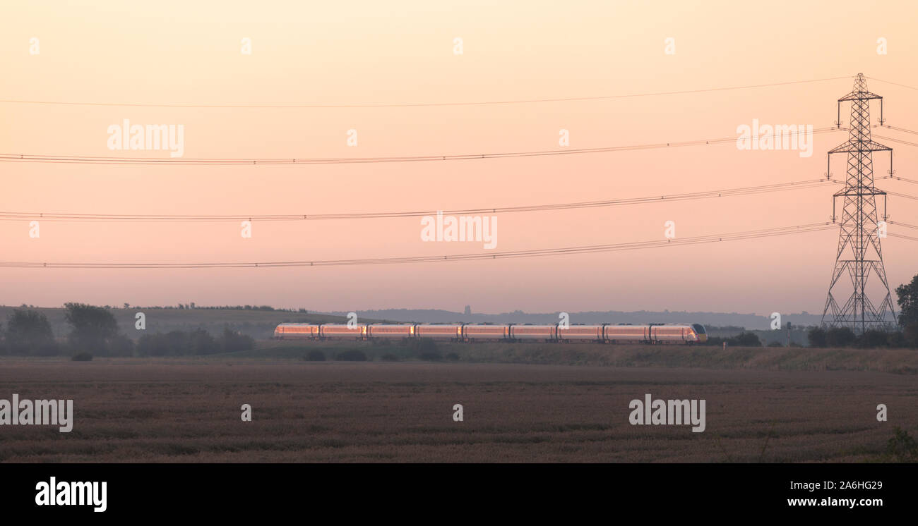 London North Eastern railway ( LNER ) class 800 Azuma train passing ...