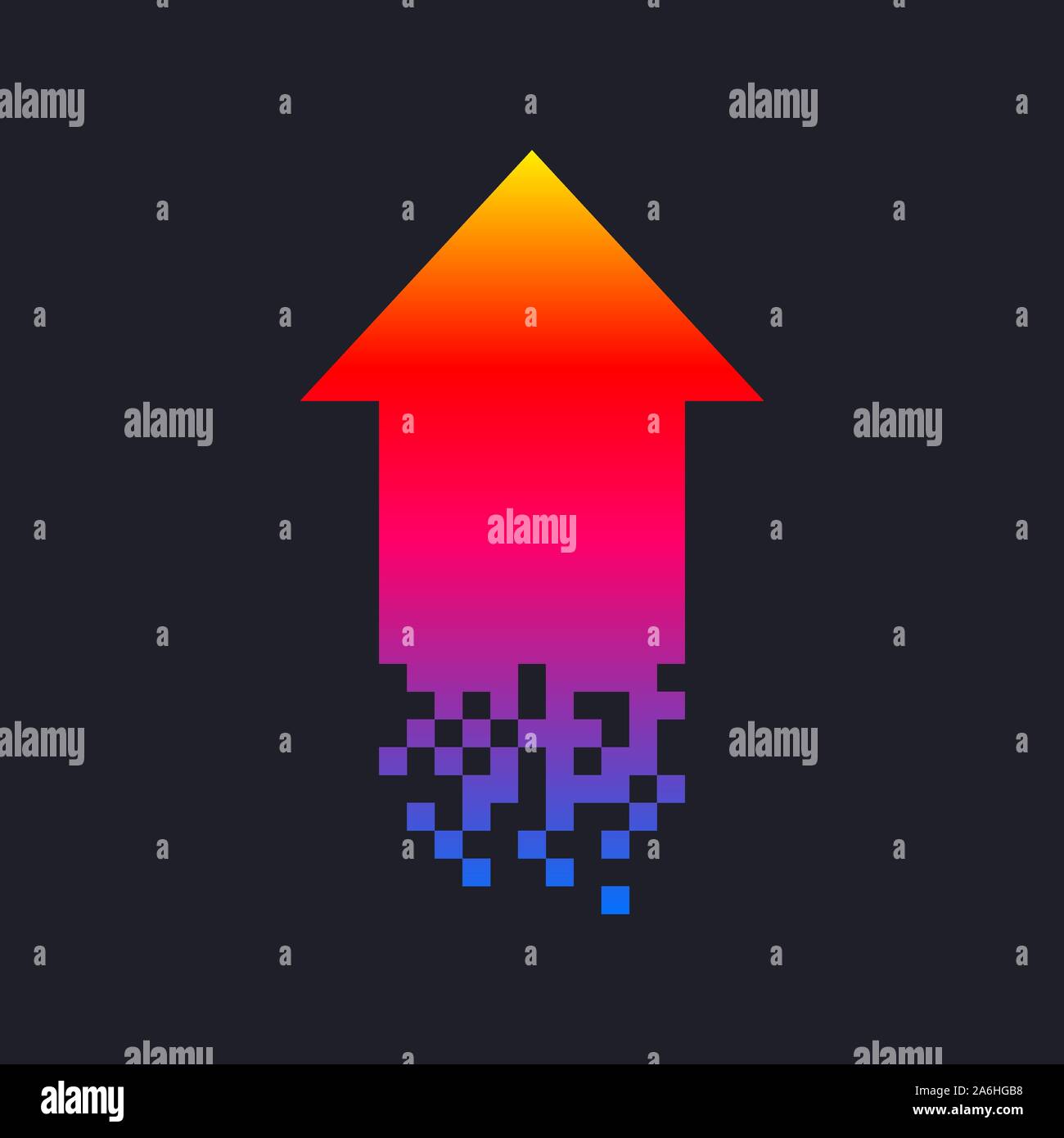 arrow up pixel icon, digital vector color gradient logo, technology ...