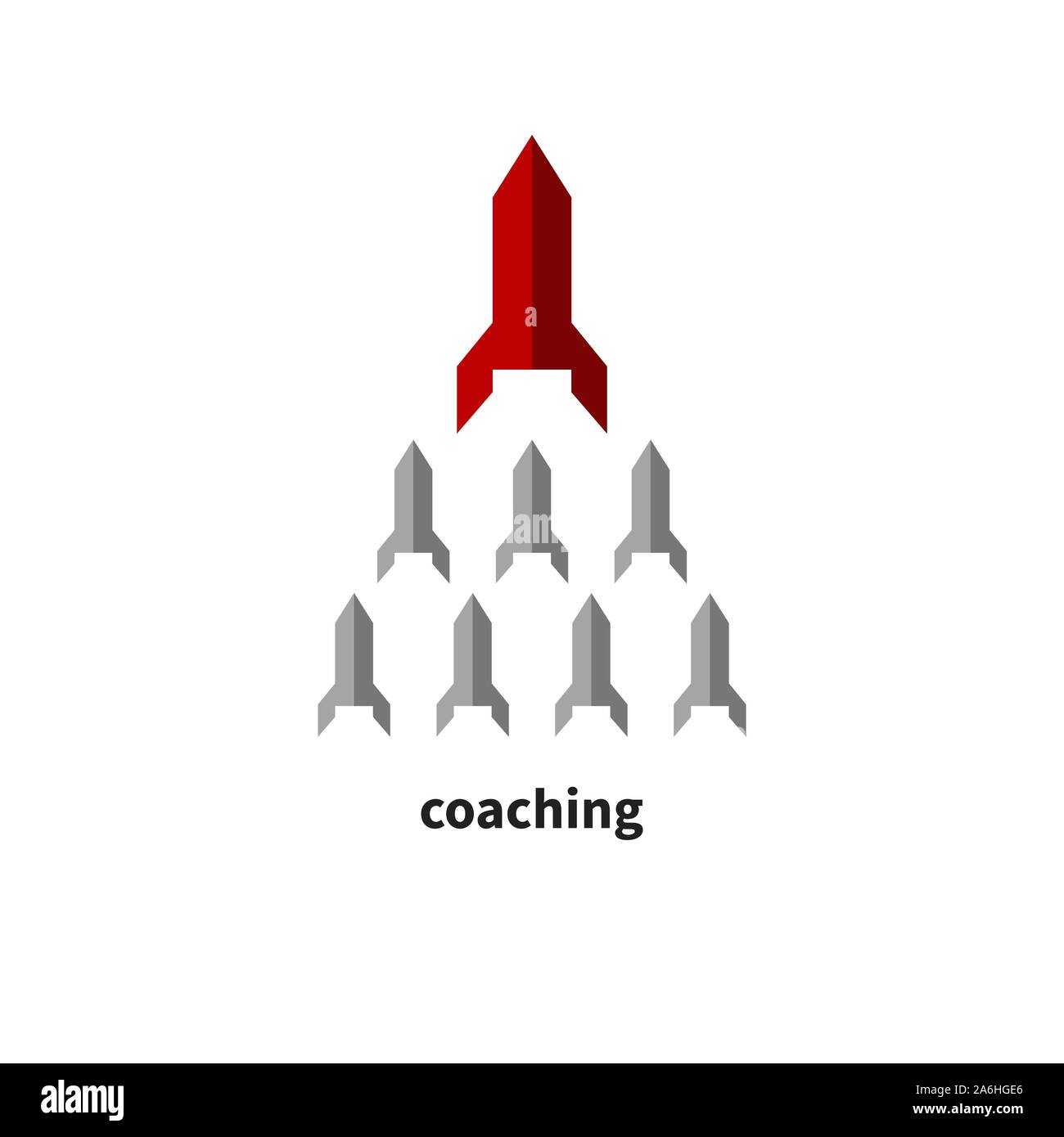 Coach business concept, rocket launch, startup, group teamwork vector ...