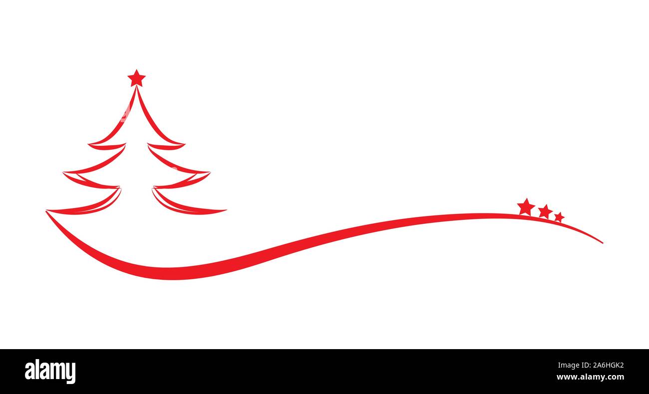 Merry Christmas and Happy New Year. Christmas tree outline with line ...