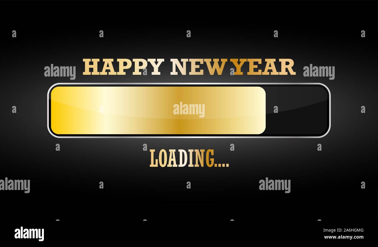 Happy New Year. New year loading scale, black background Stock Vector ...