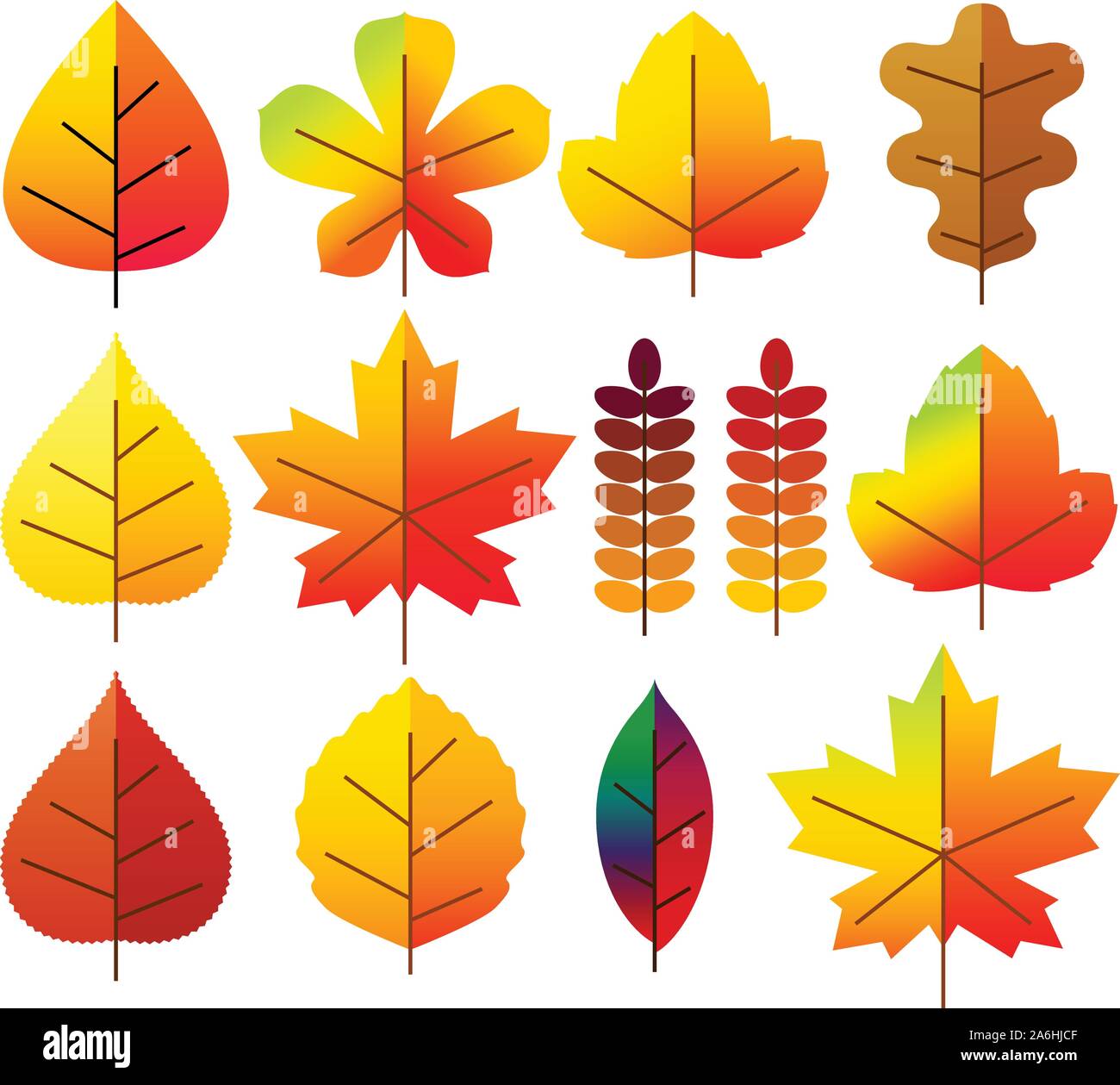 Autumn leaves isolated icons Stock Vector Images - Alamy