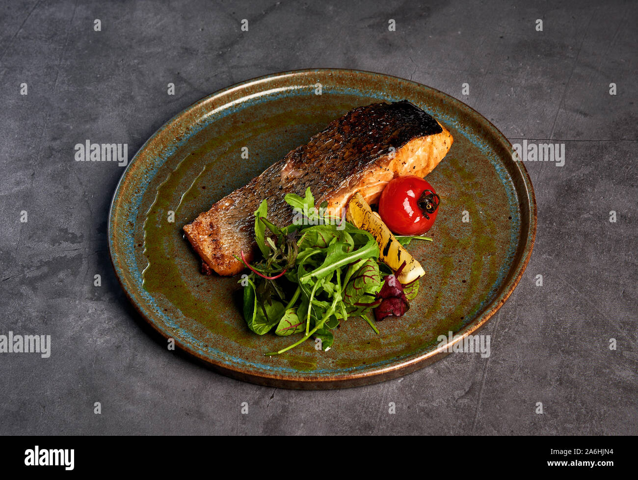 Gourmet seafood seared salmon steak hi-res stock photography and images ...