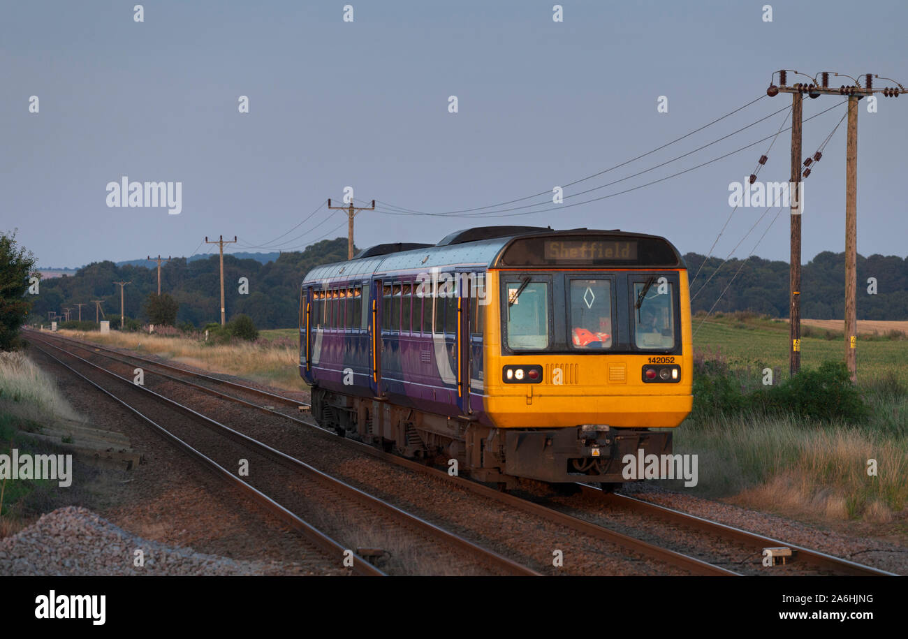 Arriva Northern Rail class 142 pacer train 142052 passing Morton, Nottinghamshire, UK Stock ...