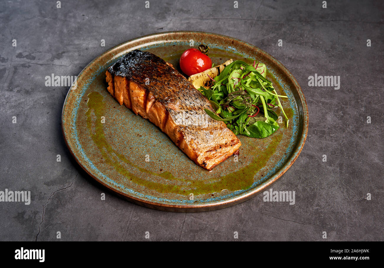 Gourmet seafood seared salmon steak hi-res stock photography and images ...
