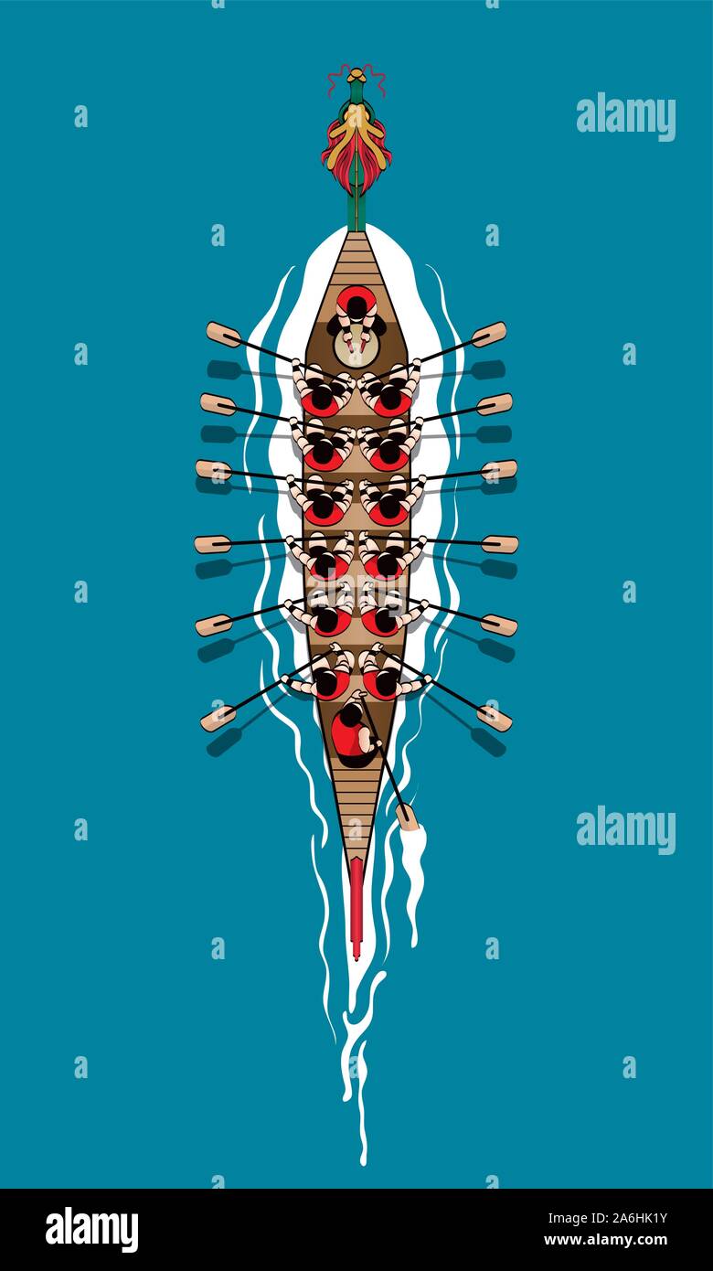 Top view of a vector of a rowing dragon boat Stock Vector Image & Art ...