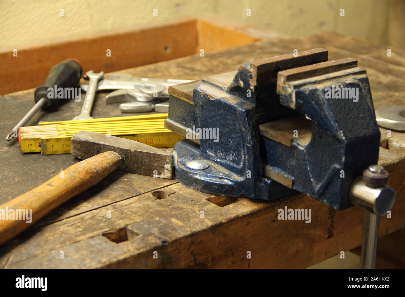 Tool on a workbench Stock Photo - Alamy