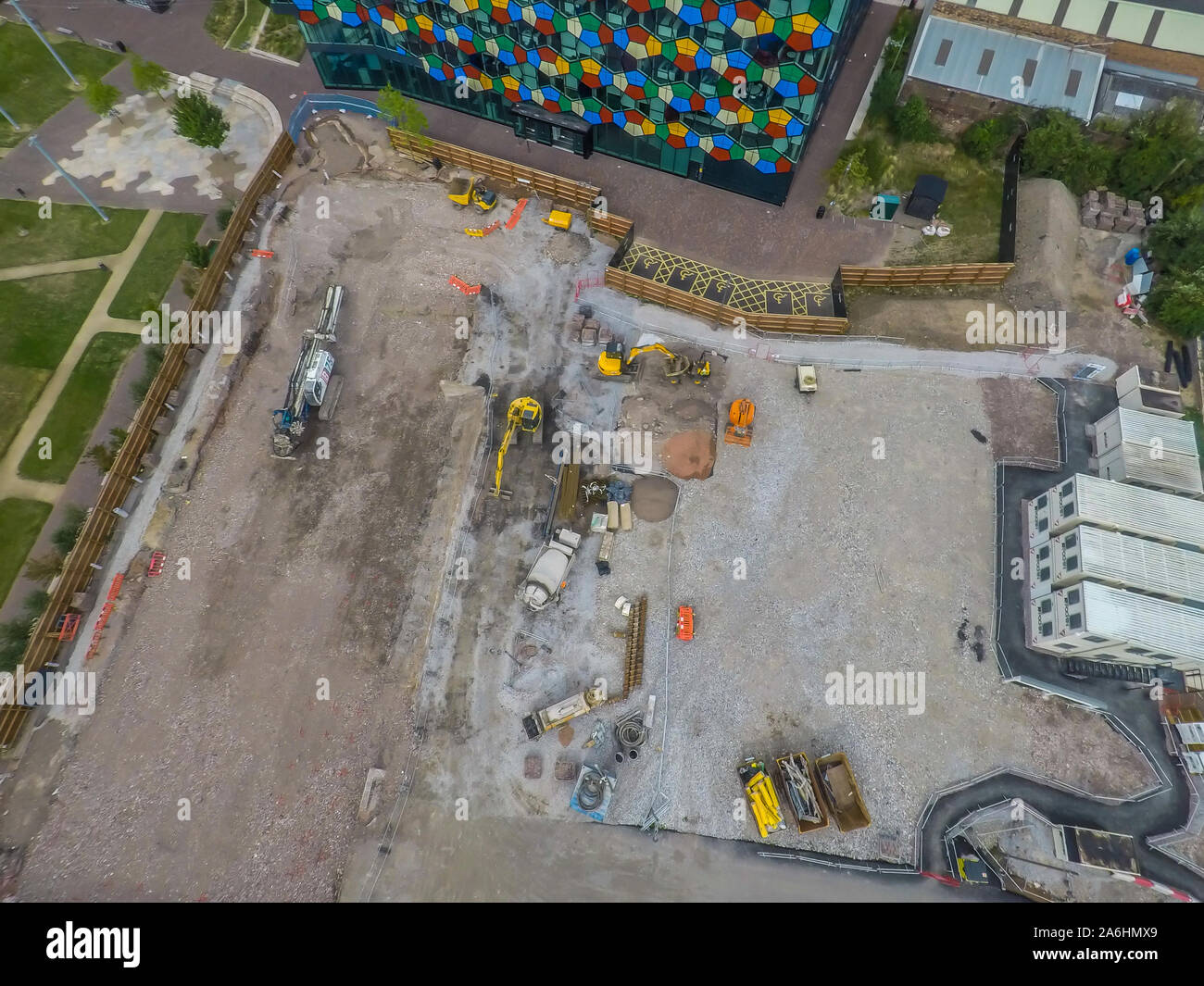 Aerial view of work continuing on the new Hilton hotel complex at the ...