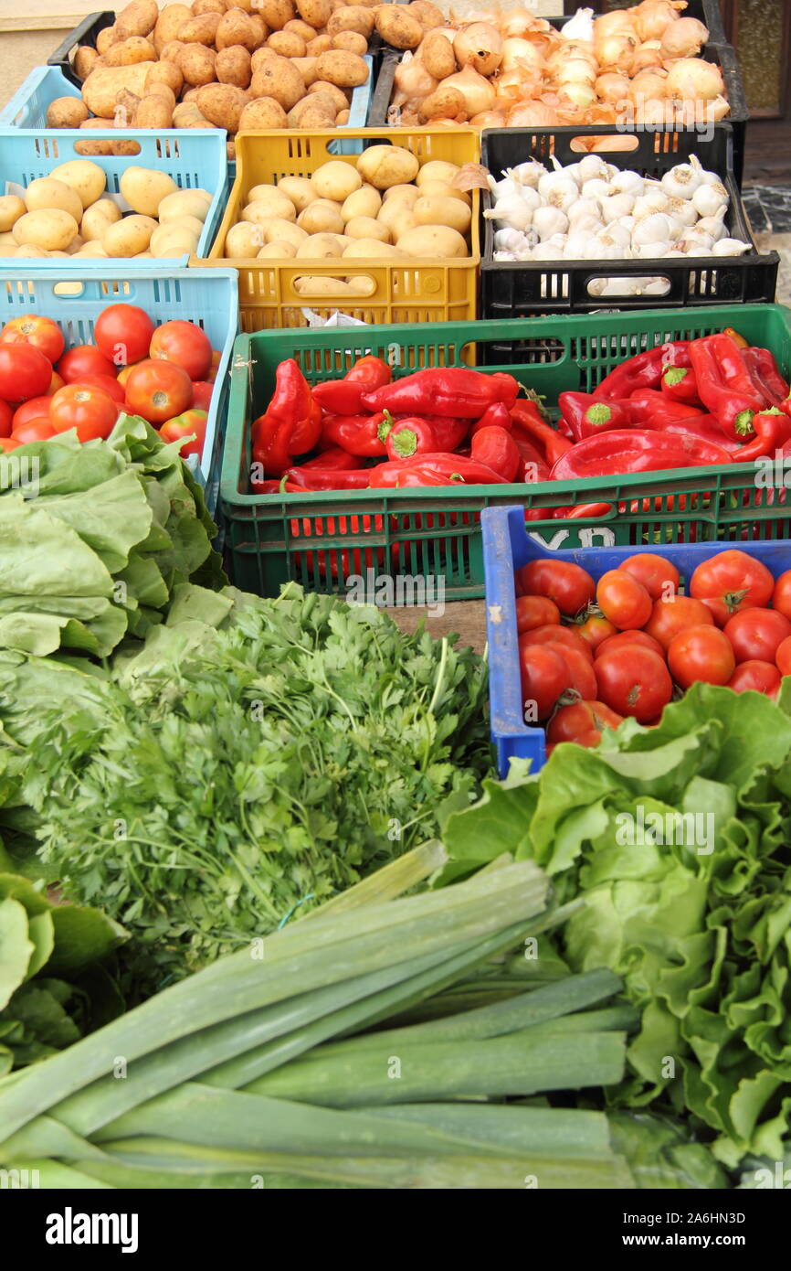 a market stall with different vegetables Stock Photo - Alamy