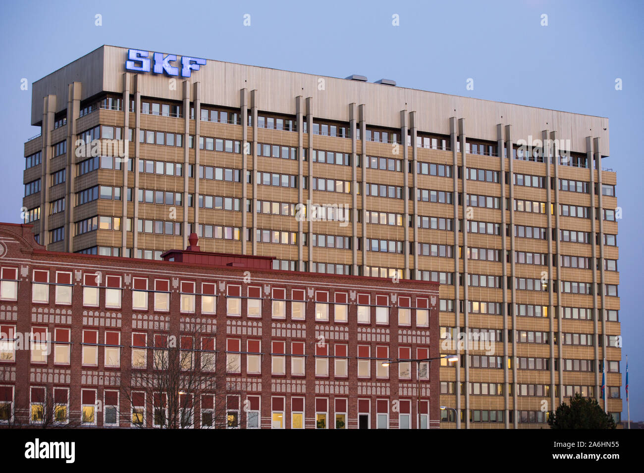 SKF logo on the headquarter building in Gothenburg.SKF (Svenska ...