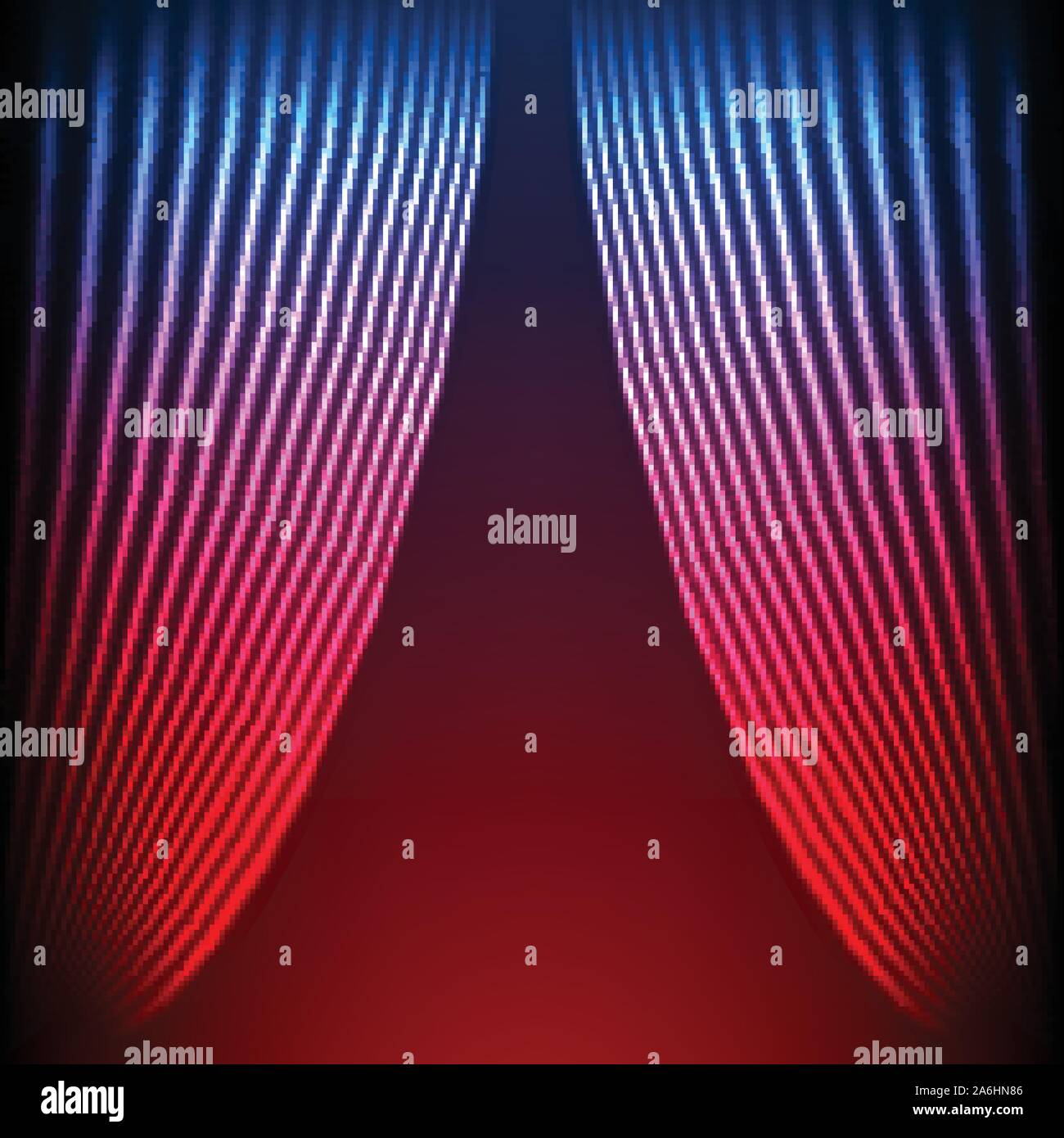 Drapery futuristic background with 80s style neon lines. Welcoming ...