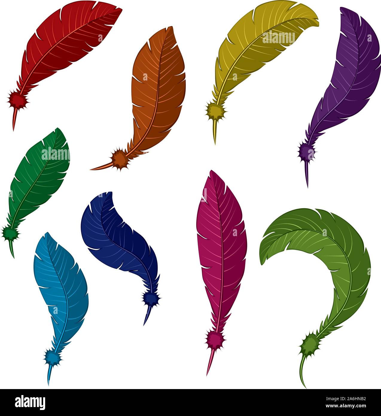 Stylized feathers silhouettes set on white background Stock Vector ...