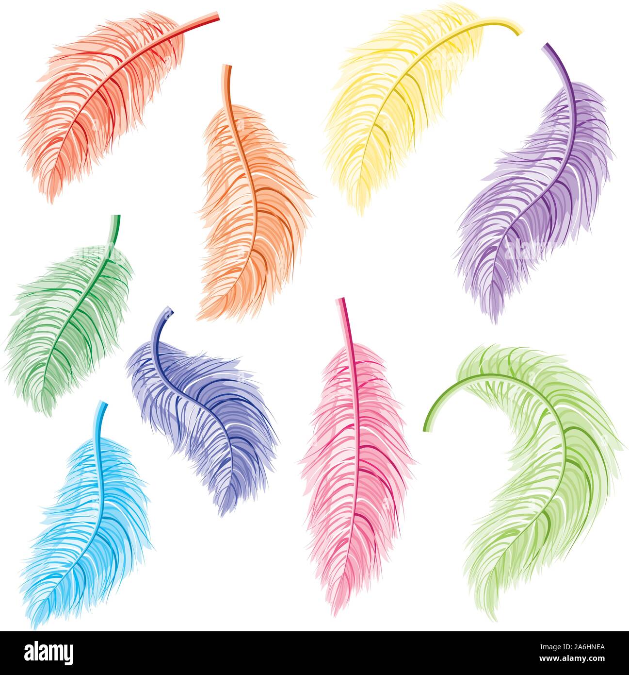 Stylized feathers silhouettes set on white background Stock Vector ...