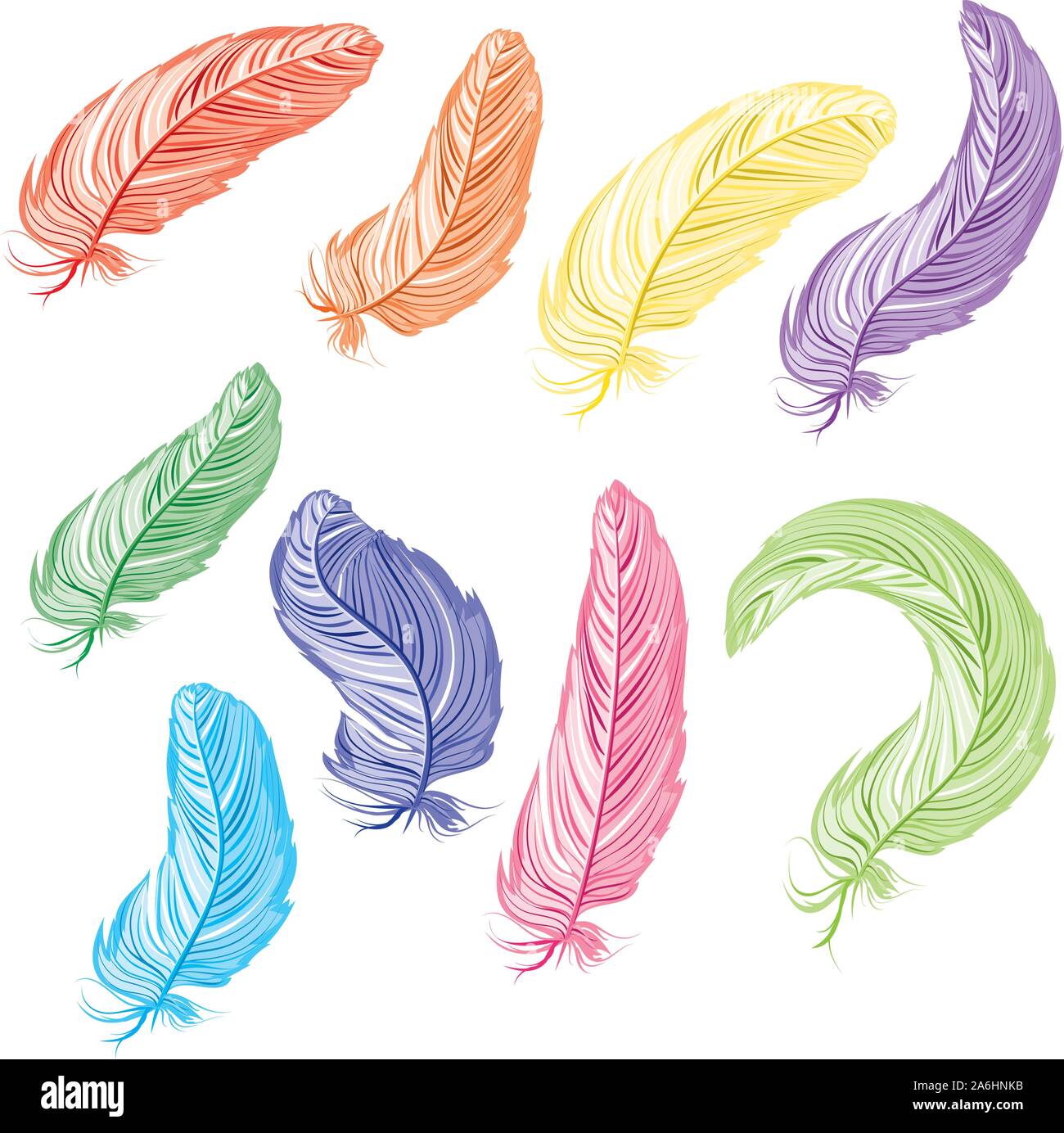 Stylized feathers silhouettes set on white background Stock Vector ...