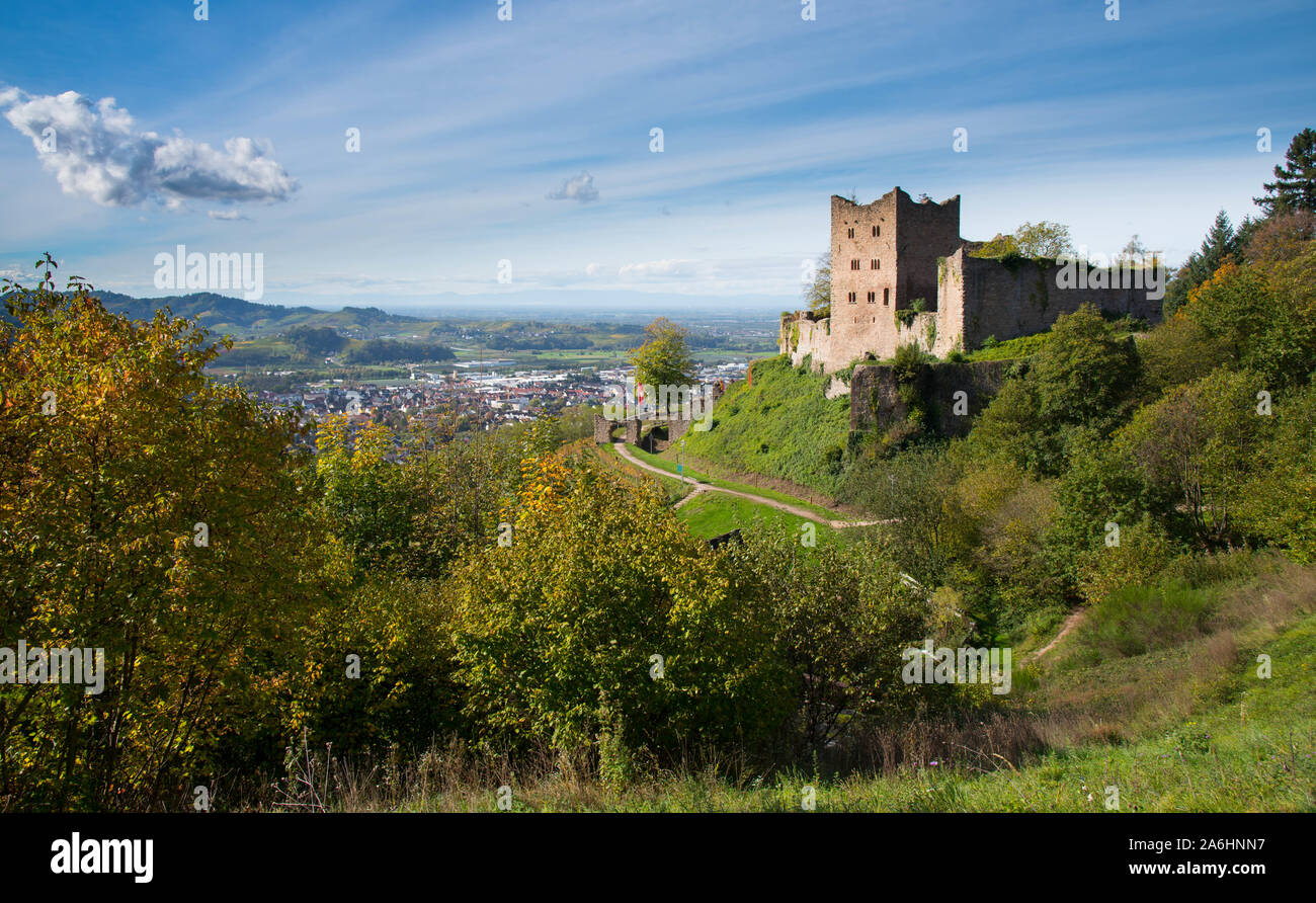 castle ruin " Schauenburg" in Oberkirch in the black forest area in ...