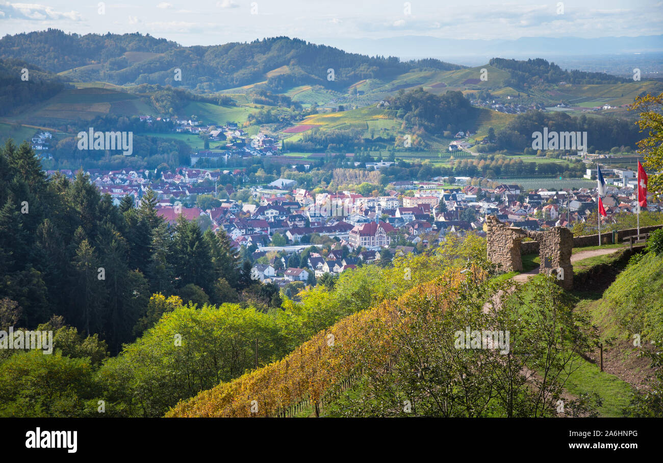 View to the city of Oberkirch in the black forest area in germany Stock ...