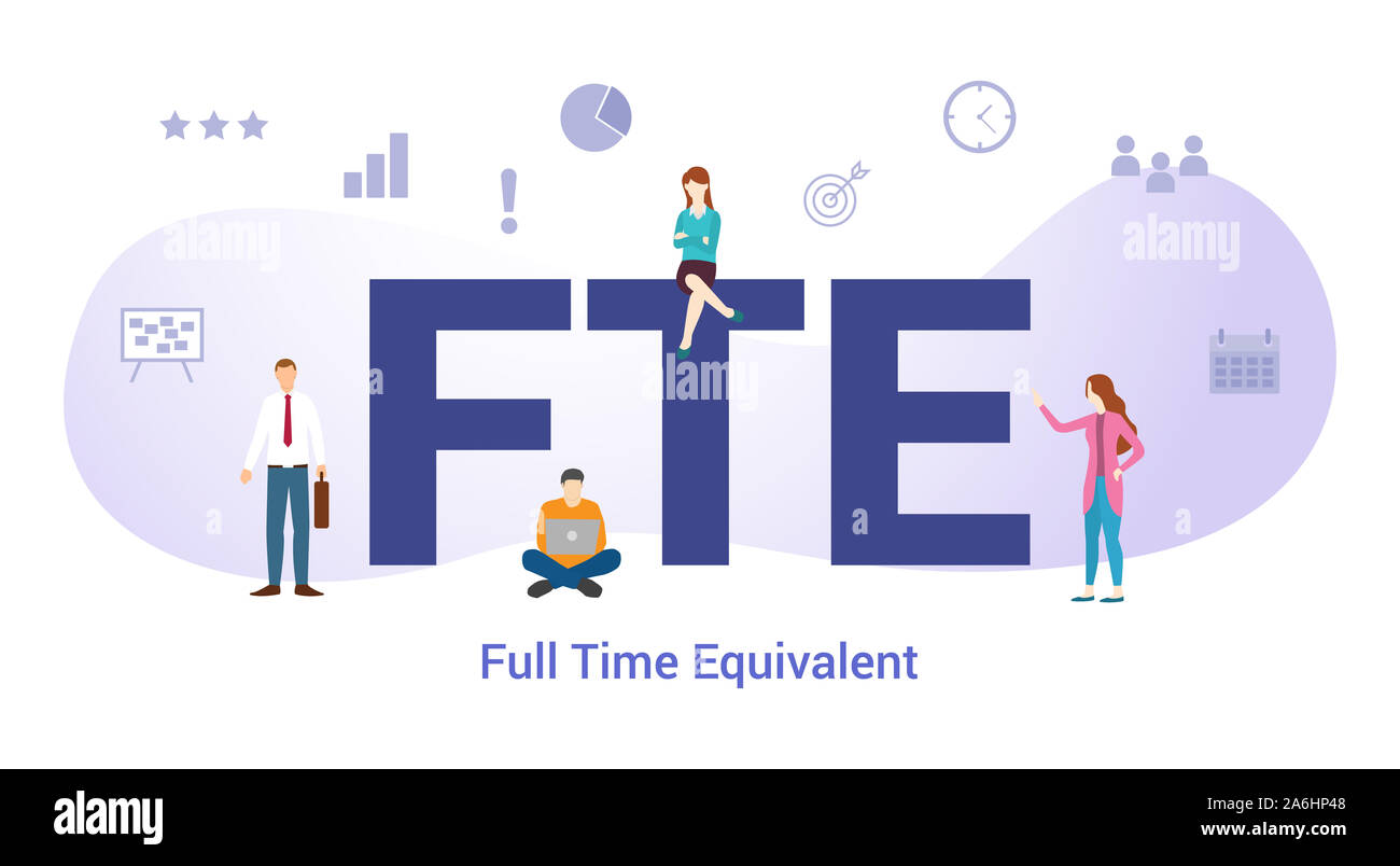 fte full time equivalent concept with big word or text and team people ...