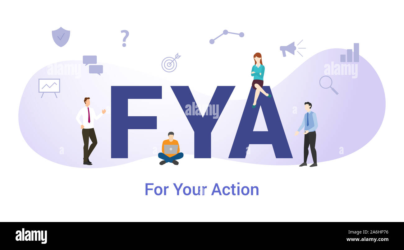 fya for your action concept with big word or text and team people with ...